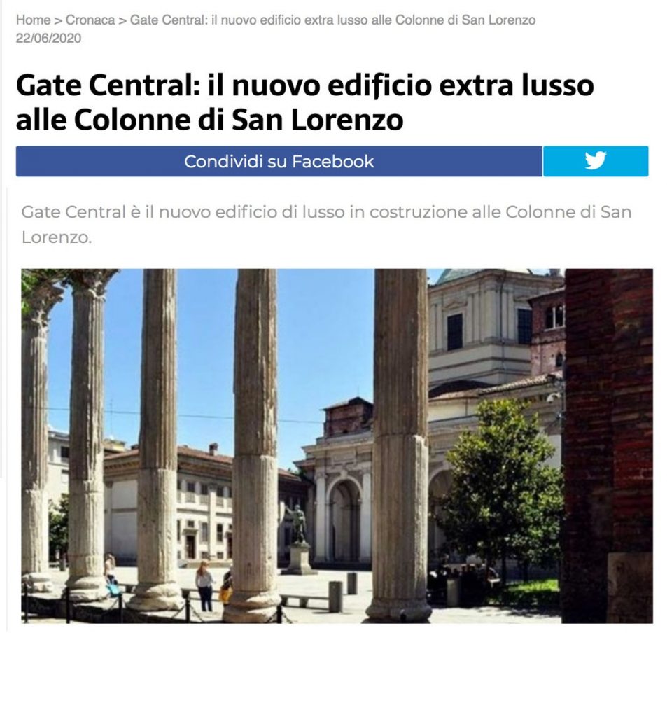 Gate Central, il nuovo edificio extra lusso alle Colonne di San Lorenzo